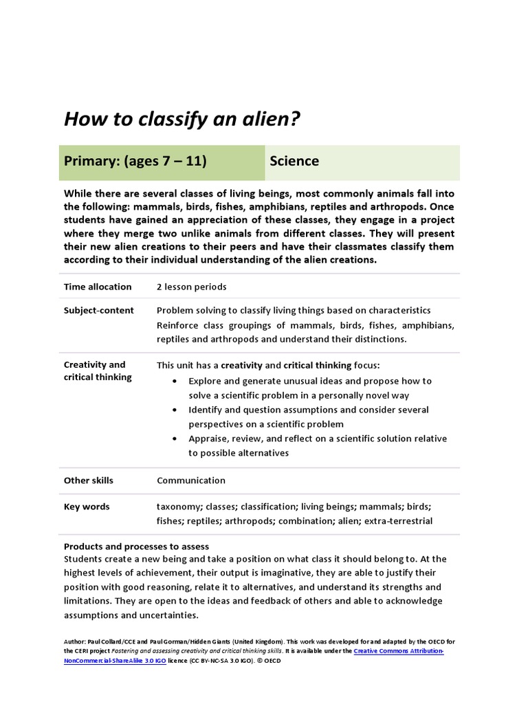How To Classify An Alien?: Primary: (Ages 7 - 11) Science | PDF ...