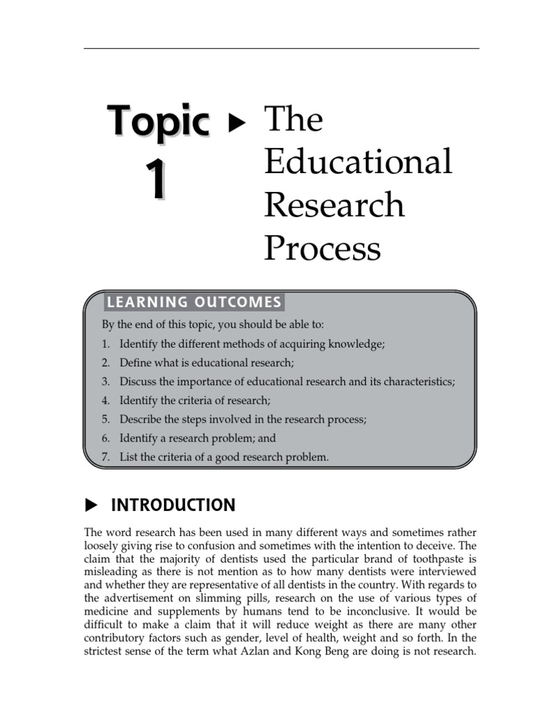 Topic 1 The Educational Research Process | PDF | Hypothesis ...