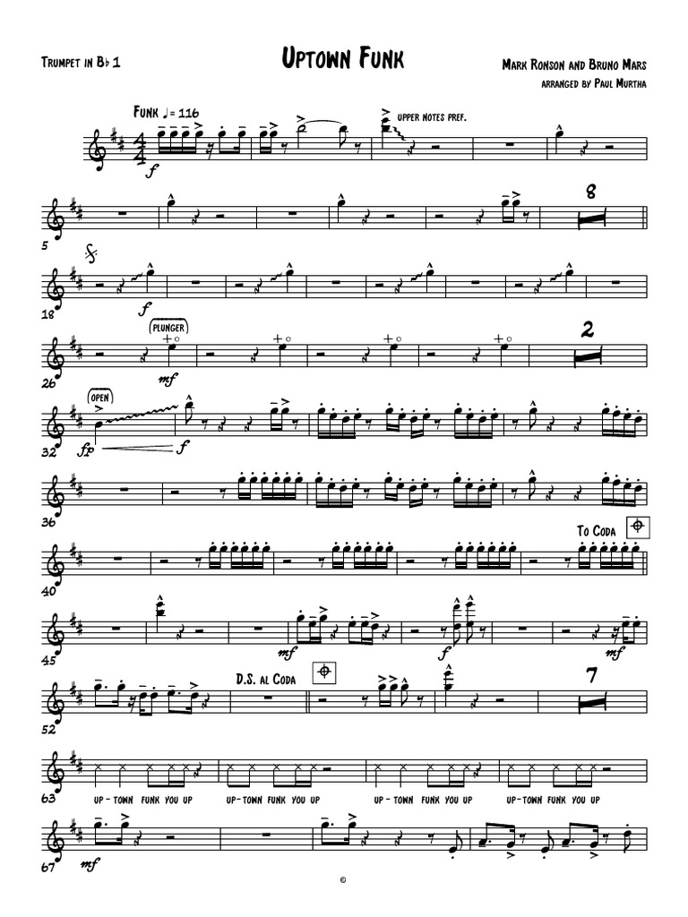Uptown Funk - Trumpet in BB 1 | PDF