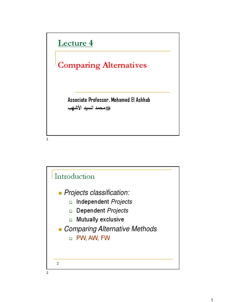 Lecture 4-Comparing Alternatives - UQU | PDF | Investing | Profit (Economics)