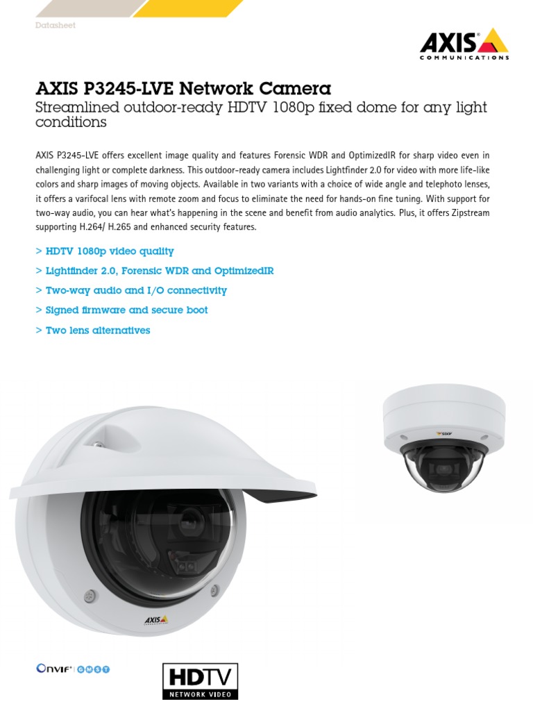 AXIS P3245-LVE Network Camera: Streamlined Outdoor-Ready HDTV 1080p ...