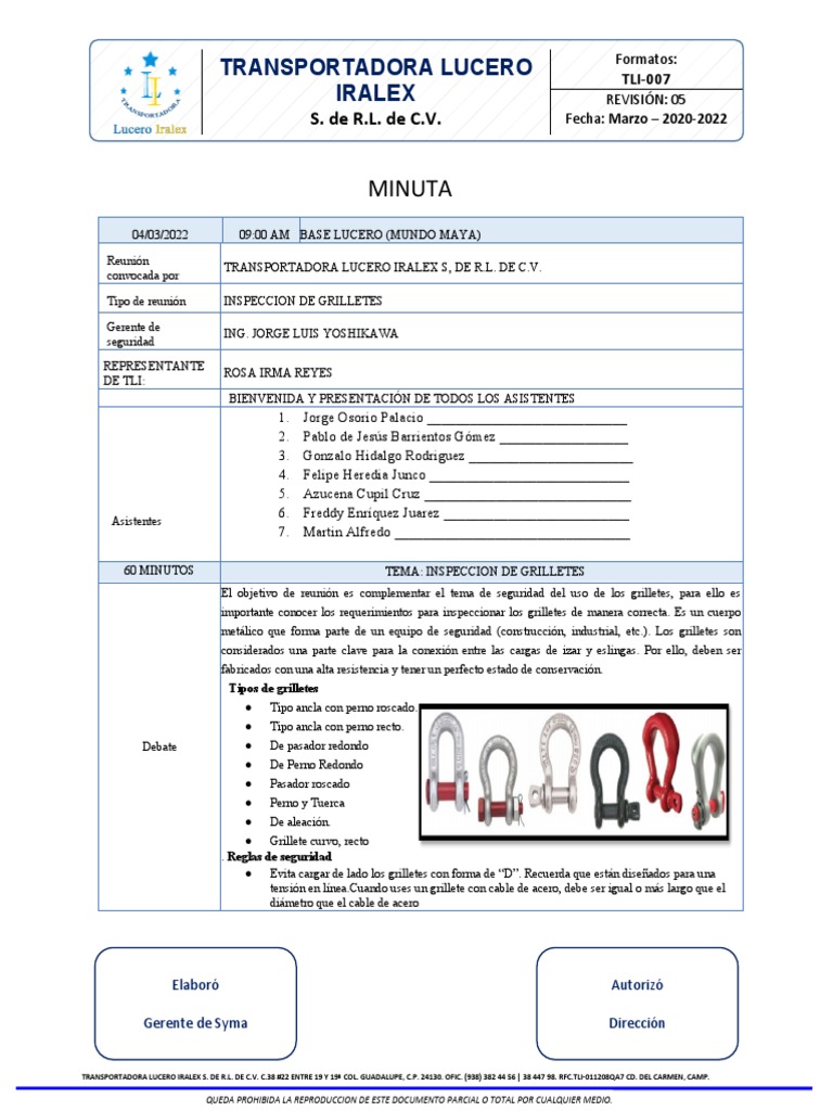Minuta: Transportadora Lucero Iralex | Descargar gratis PDF ...