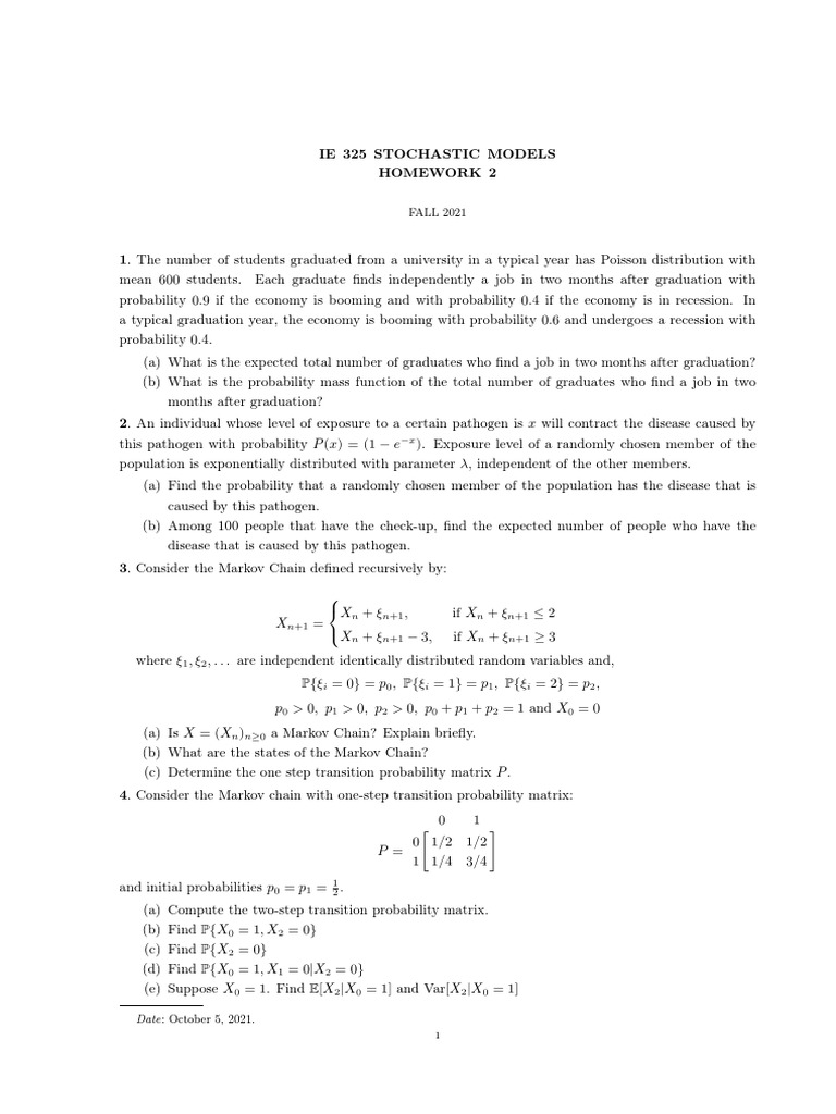 Homework 2 | PDF | Markov Chain | Statistics