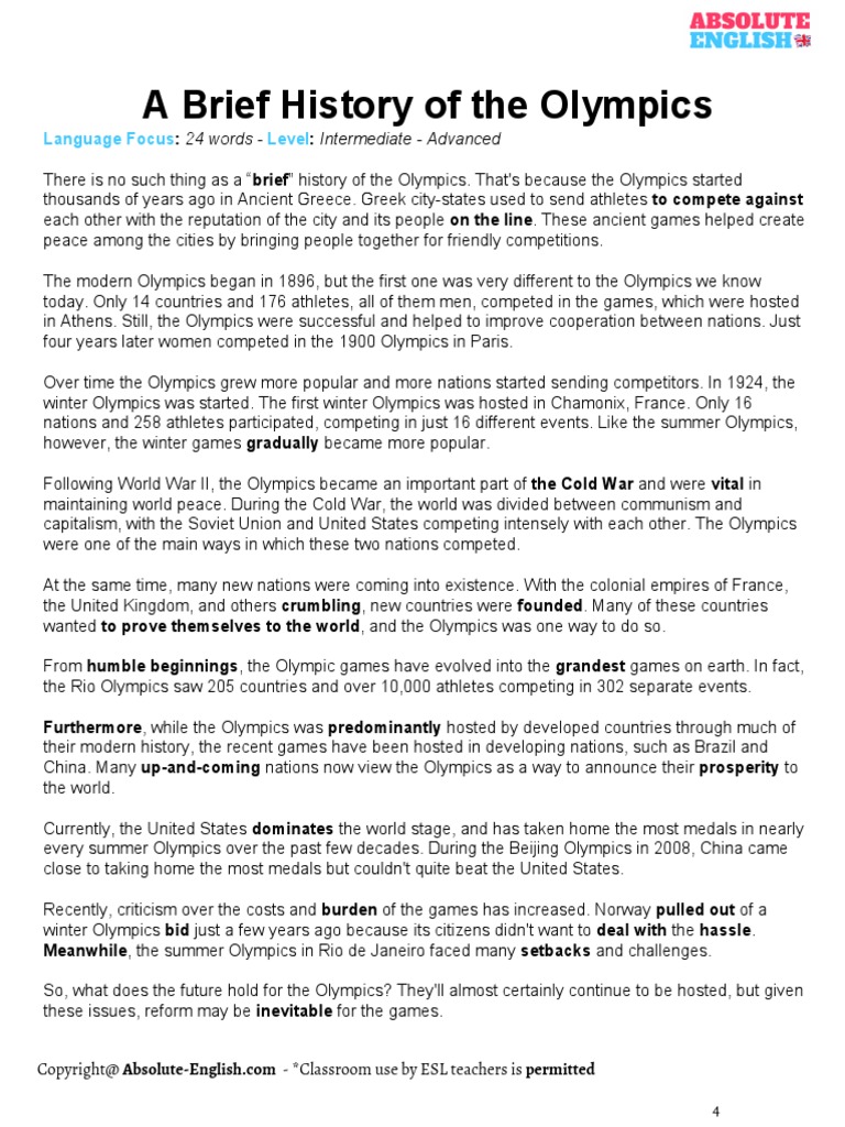 A Brief History of The Olympics | PDF | Olympic Games | Greece