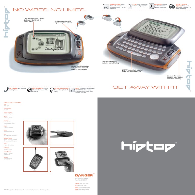 2001 Danger Hiptop (Sidekick) Brochure | PDF | Mobile Computers ...