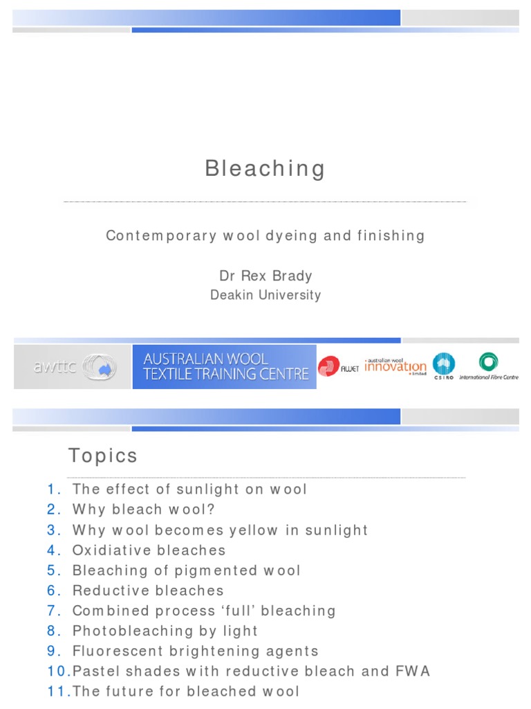 Wool Bleaching | PDF | Hydrogen Peroxide | Bleach
