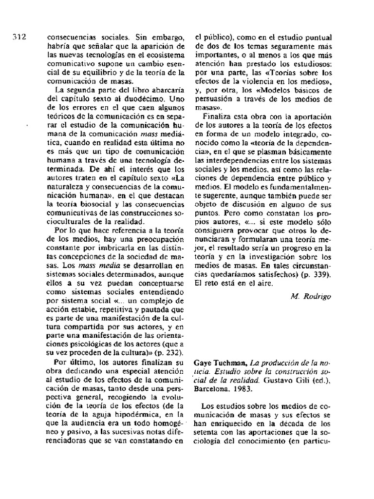Tuchman Gaye, LA PRODUCCION DE LA NOTICIA | PDF | Sociología | Conocimiento