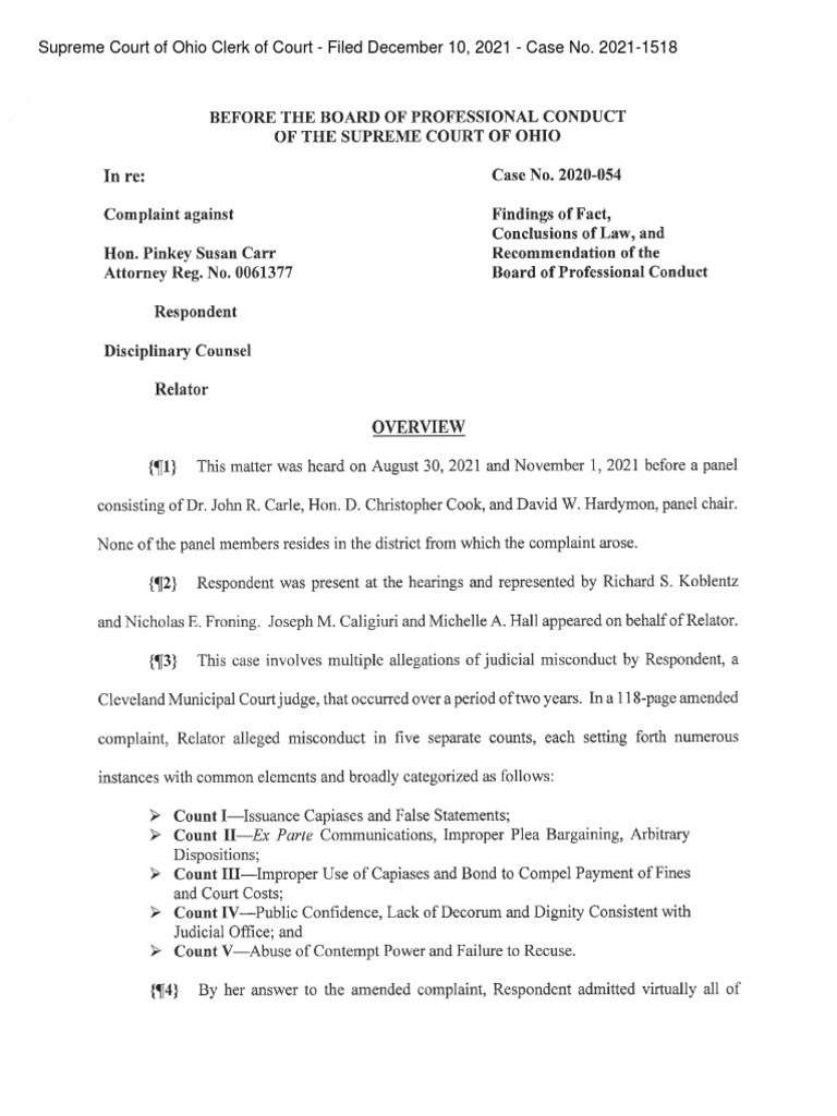 Complaint Against Judge Pinkey Susan Carr | PDF