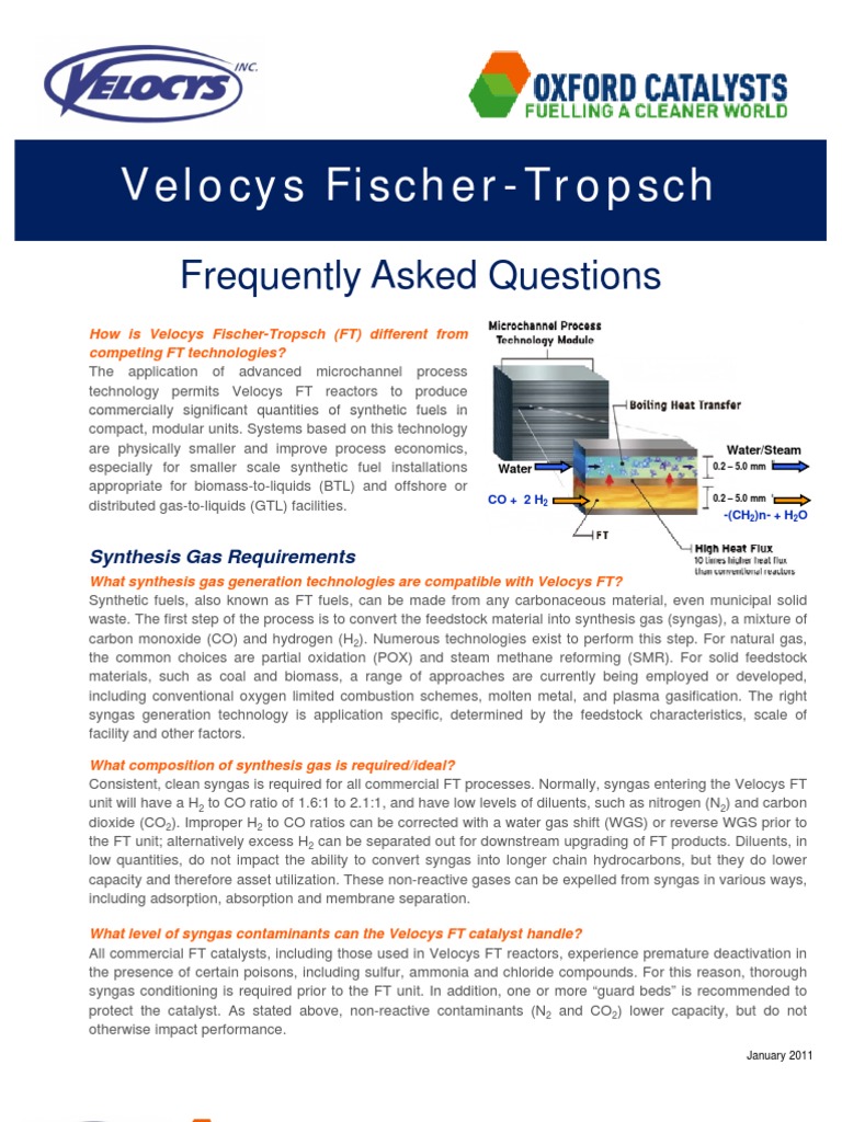 Velocys FT FAQ | PDF | Natural Gas | Fuels