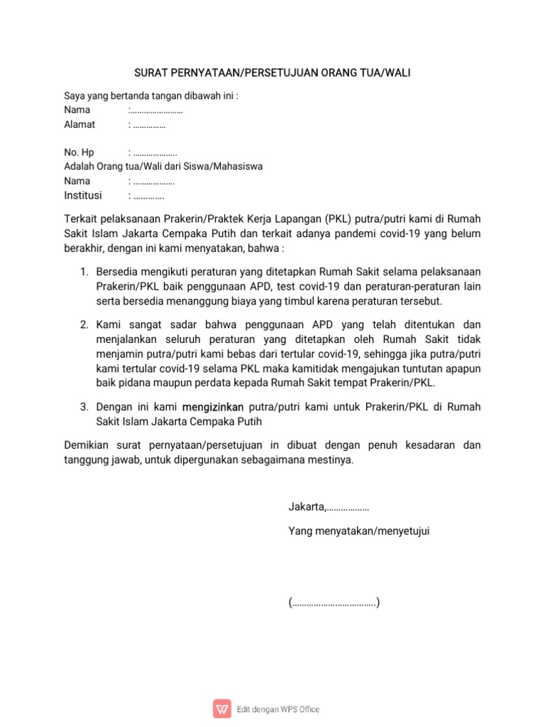 Surat Persetujuan PKL | PDF