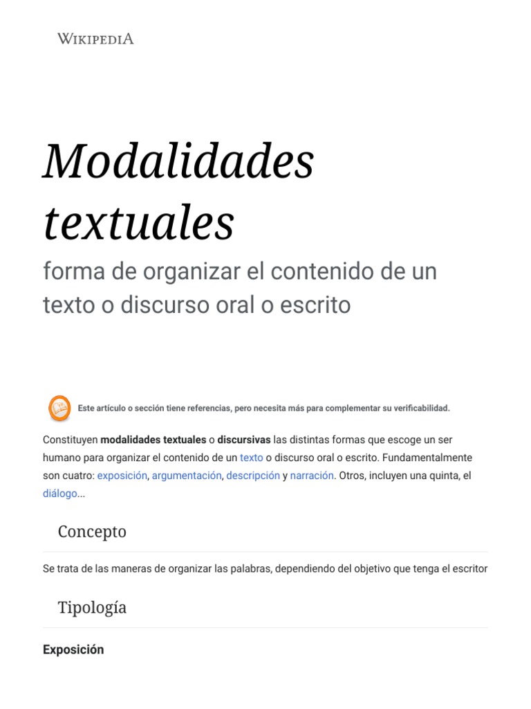 Modalidades Textuales - Wikipedia, La Enciclopedia Libre | PDF