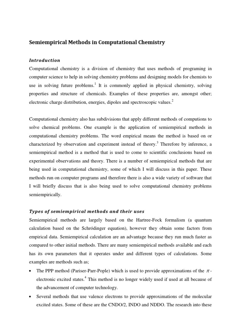 Semi Empirical Methods in Computational Chemistry | PDF | Computational ...