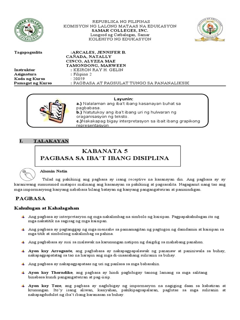 Kabanata 5 Hand Out | PDF