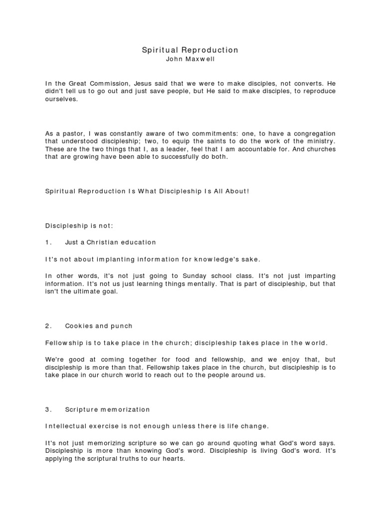 Spiritual Reproduction J Maxwell | PDF | Disciple (Christianity ...