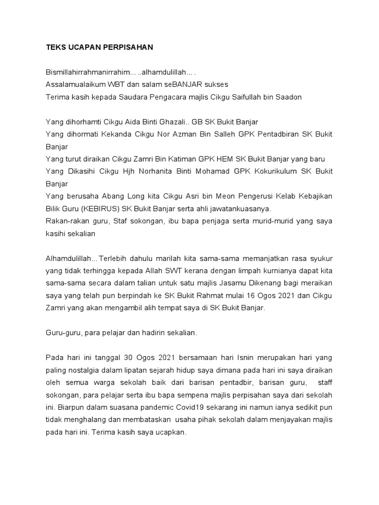 TEKS-UCAPAN-PERPISAHAN | PDF