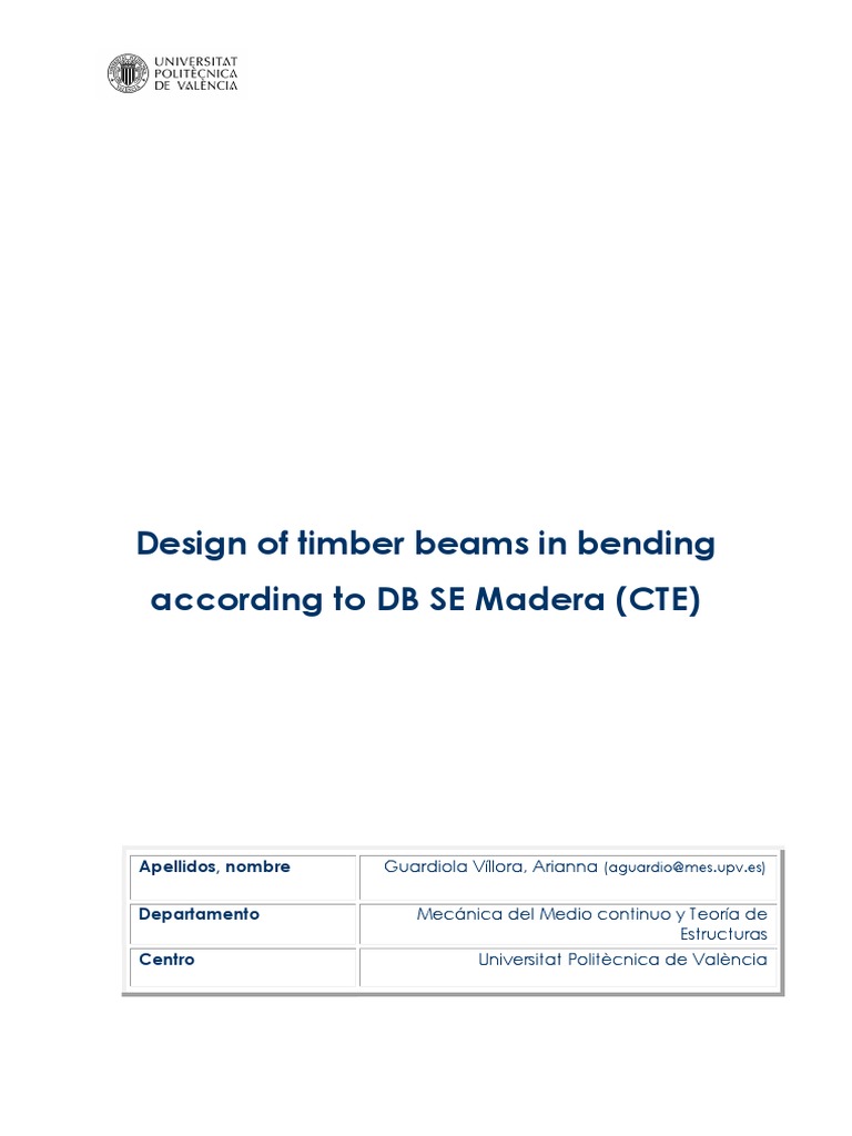 Guardiola - Design of Timber Beams in Bending According To DB SE Madera ...