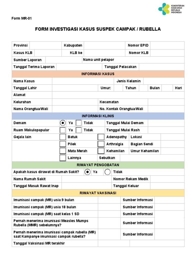 Afta Veda Adinata MR01 Form Investigasi Kasus Suspek Campak Rubella ...