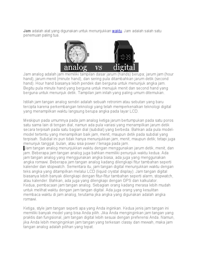 Beda Jam Digital Dan Analog | PDF