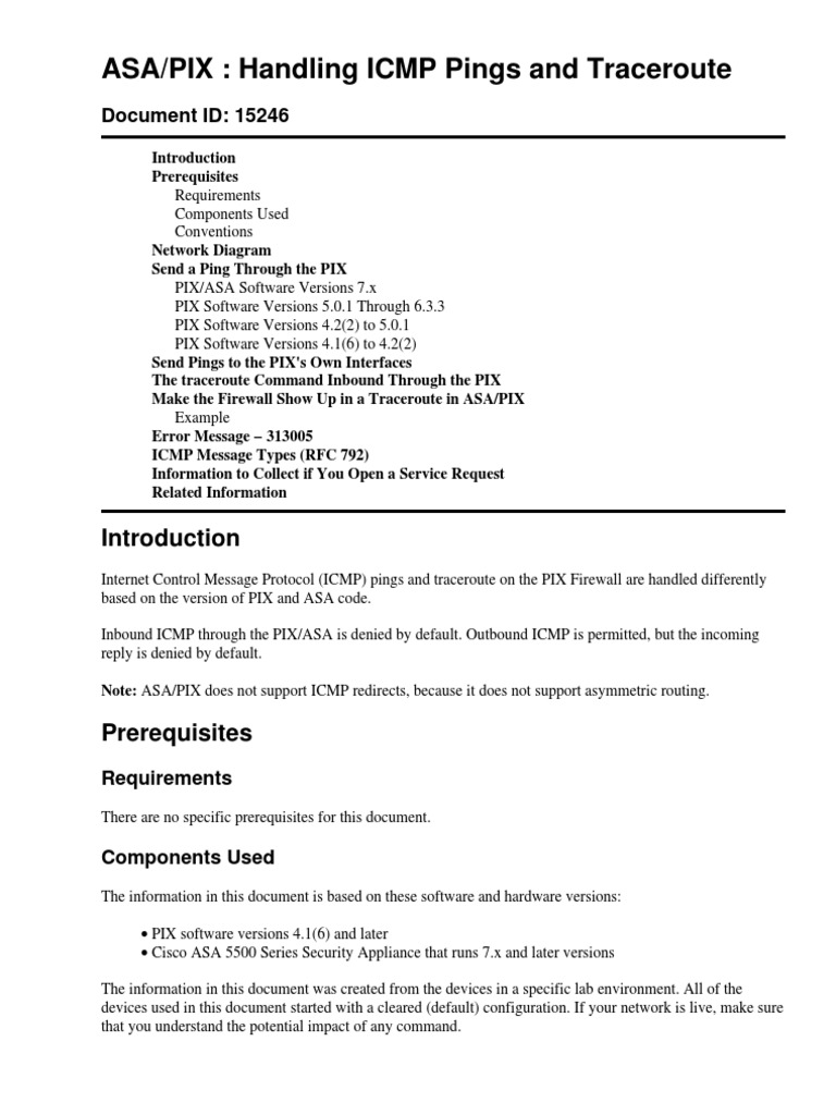 PIX and ASA ICMP Pings and Trace Route | PDF | Ip Address | Computer ...