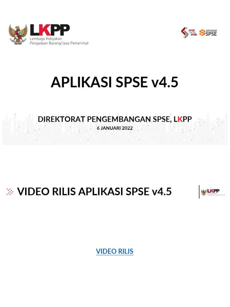 Pengembangan Aplikasi SPSE v4.5 41hal | PDF