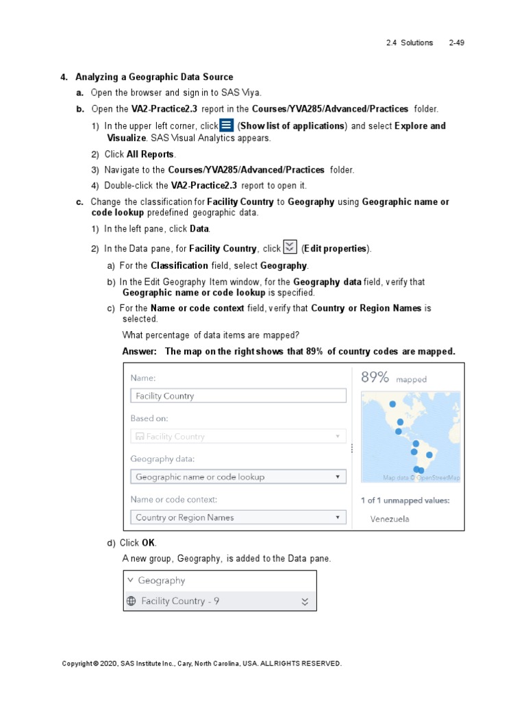 Analyzing A Geographic Data Source A. B. Visualize. SAS Visual ...