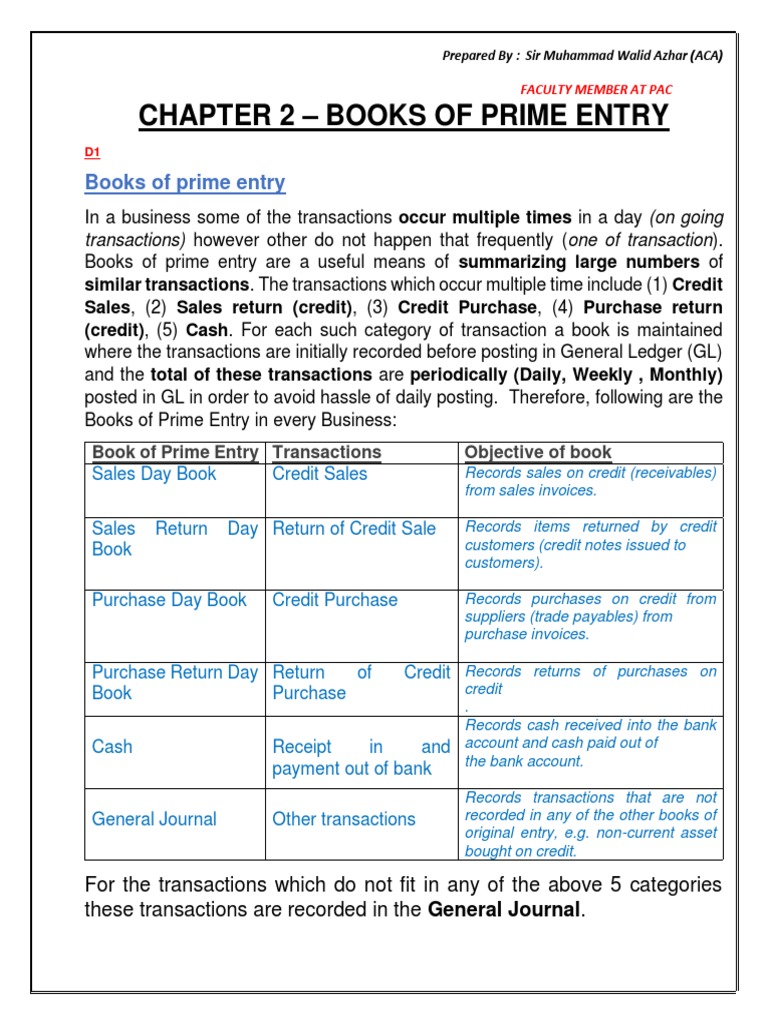 PRC - CHP 2 Books of Prime Entry | Download Free PDF | Receipt | Voucher