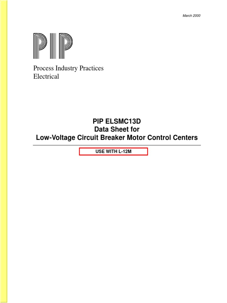 Process Industry Practices Electrical: Pip Elsmc13D Data Sheet For Low ...