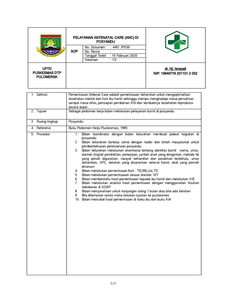 SOP ANC DIPOSYANDU Fix 8 | PDF