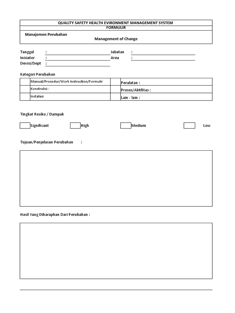 Form Management of Change | PDF