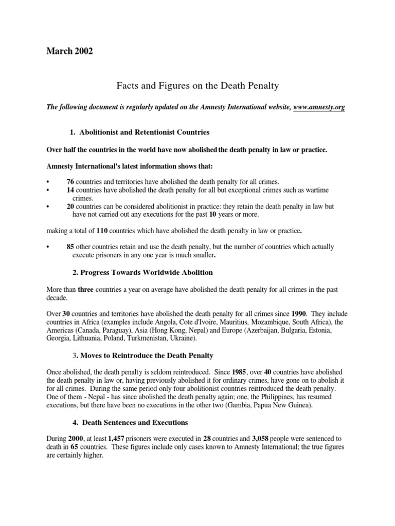 Death Penalty Facts - Fgures032002 | PDF | Capital Punishment In The ...