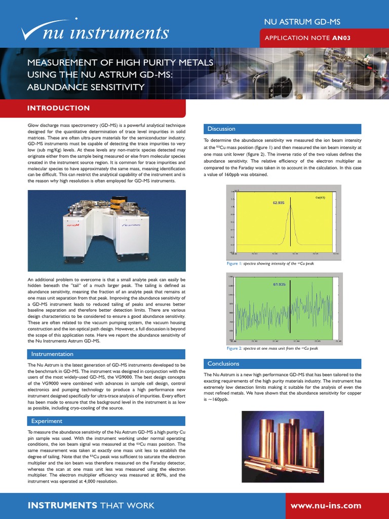 Measurement of High Purity Metals Using The Nu Astrum GD-MS: Abundance ...