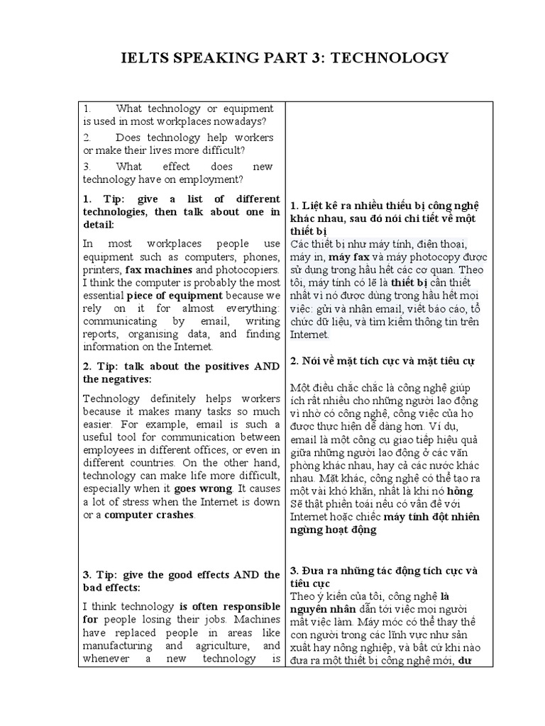 Ielts Speaking Part 3 | PDF