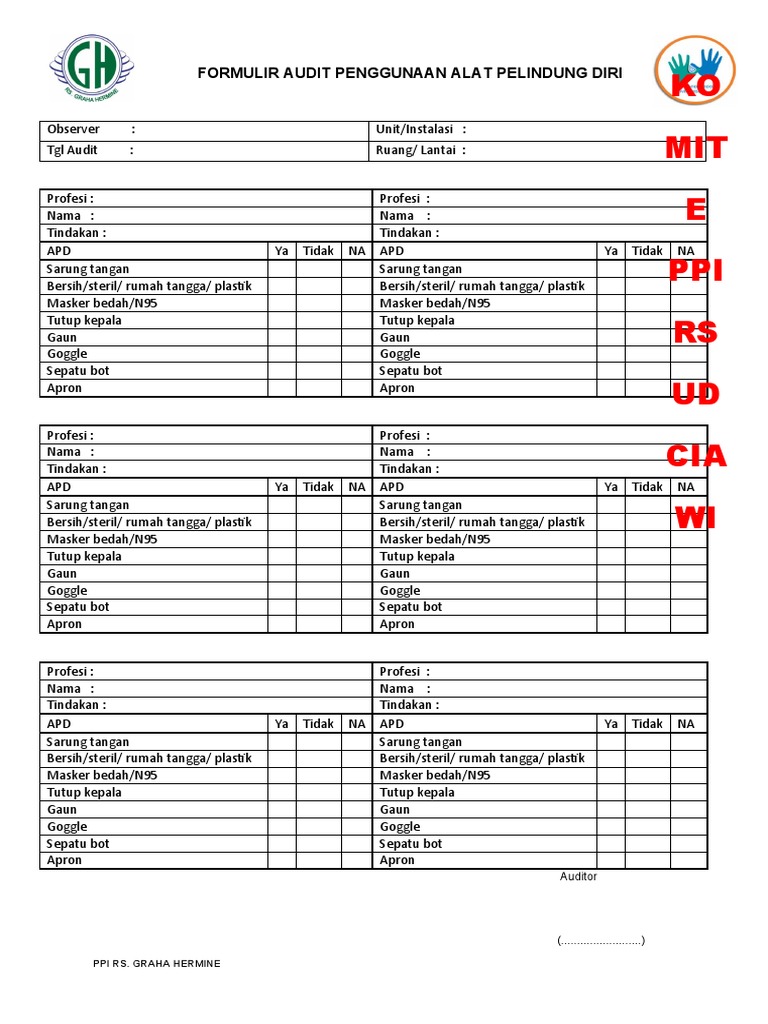 Form Penggunaan Alat Pelindung Diri | PDF