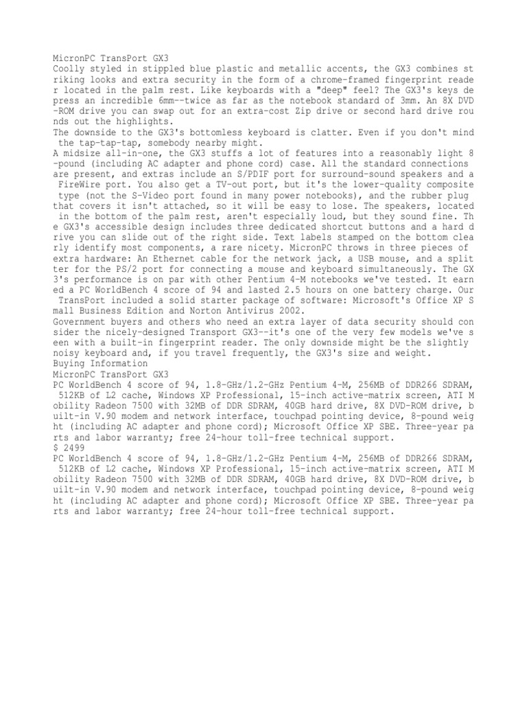 Micronpc gx3 | PDF | Computer Keyboard | Personal Computers