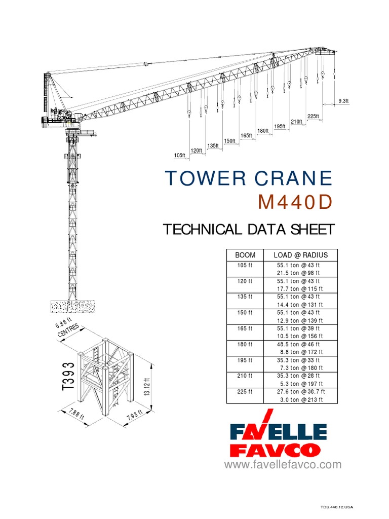 Tower Crane: Technical Data Sheet | PDF | Crane (Machine ...