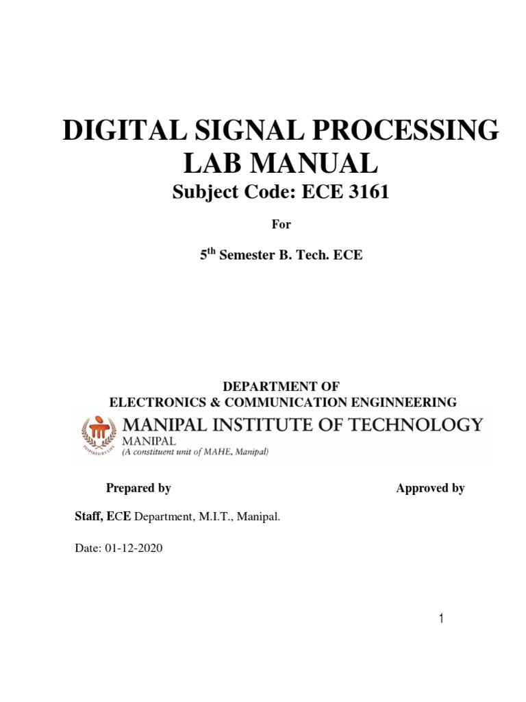 Digital Signal Processing Lab Manual: Subject Code: ECE 3161 | PDF | Low Pass Filter | Sampling ...