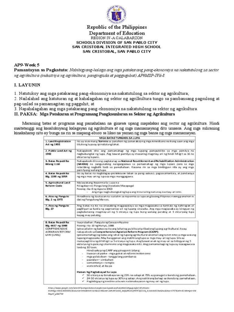 Ap9 Week5 Q4 | PDF