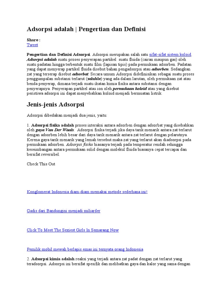Adsorpsi Adalah | PDF