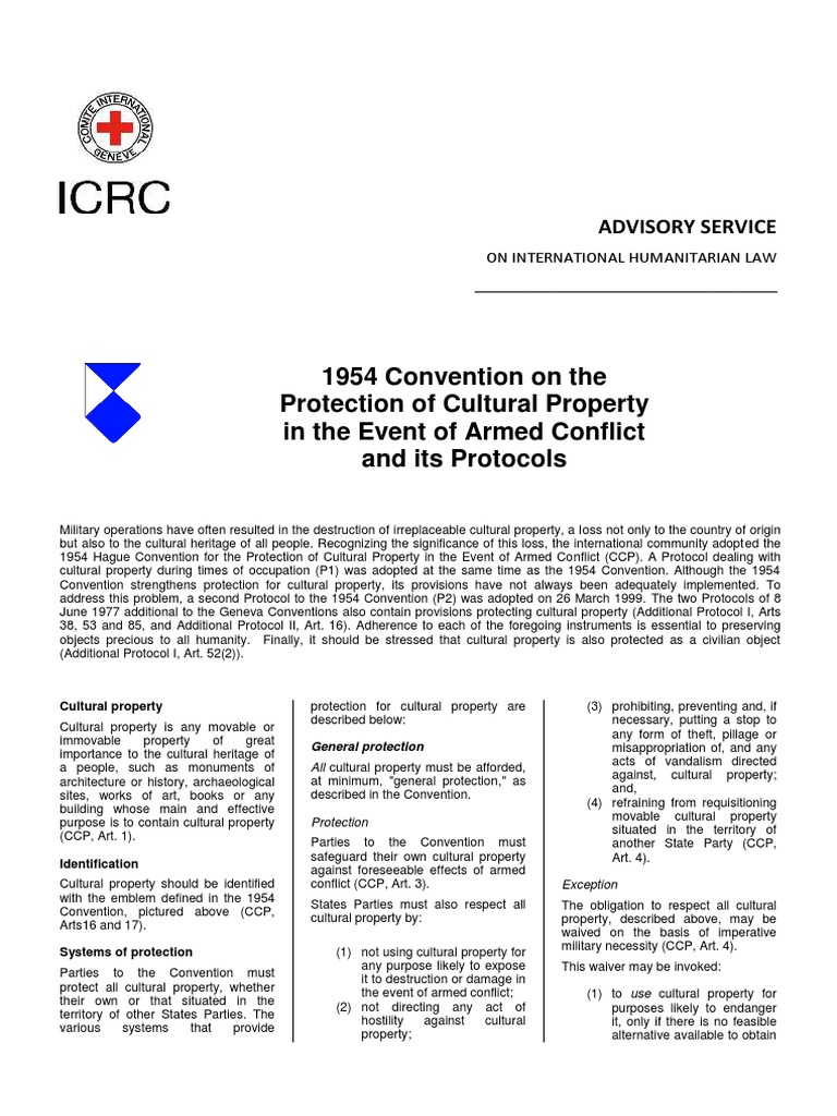 1954 Convention On The Protection of Cultural Property in The Event of ...