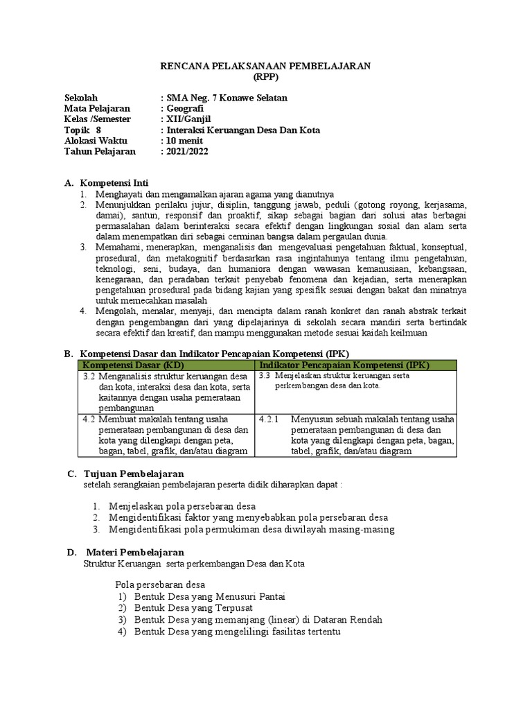 RPP Simulasi Mengajar - Guru Penggerak - Geo | PDF