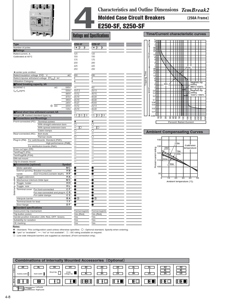 E250-SF and S250-SF Specifications | PDF | Switch | Alternating Current
