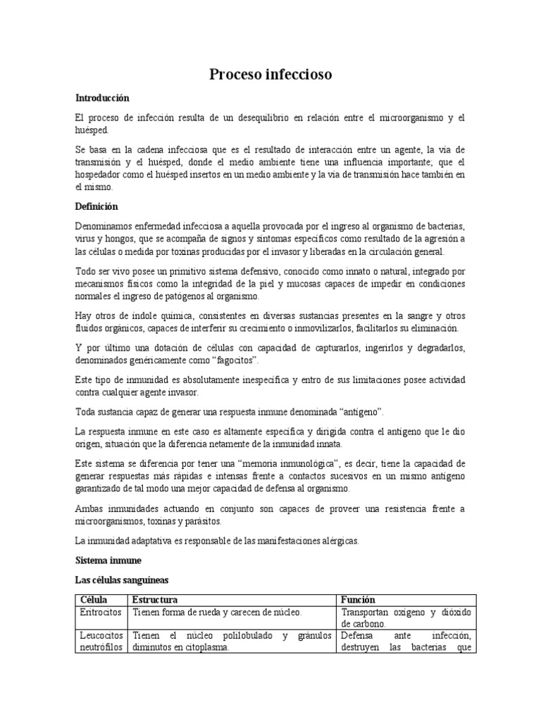 Proceso Infeccioso | PDF | Sistema inmune | Infección