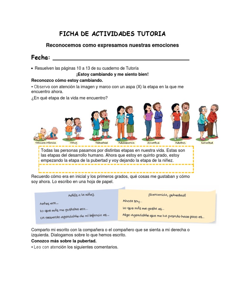 Ficha de Actividades Tutoria | PDF