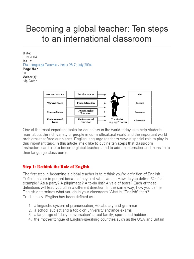 Becoming A Global Teacher | PDF | Teachers | English As A Second Or ...