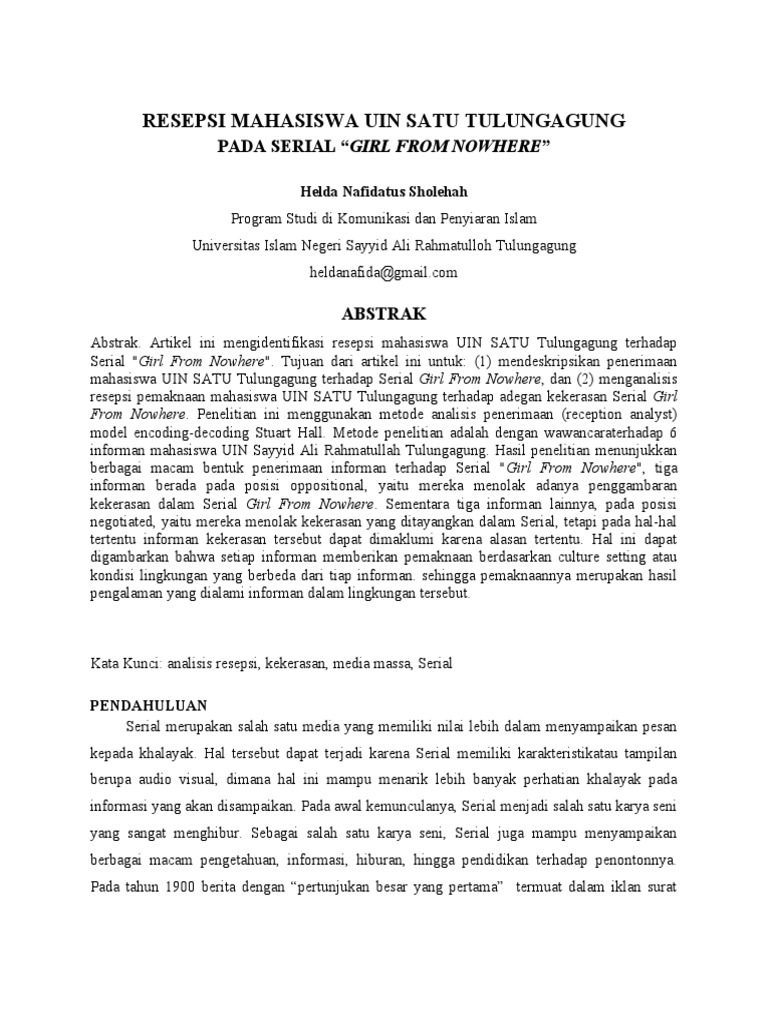 Jurnal - Resepsi 3 - Helda NS | PDF