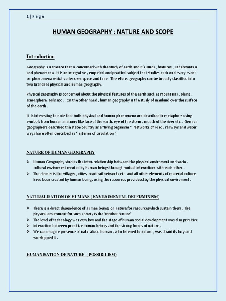 Human Geography Notes | PDF