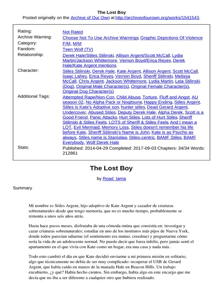 The Lost Boy | PDF | Hombres lobo | Desorden hiperactivo y deficit de ...
