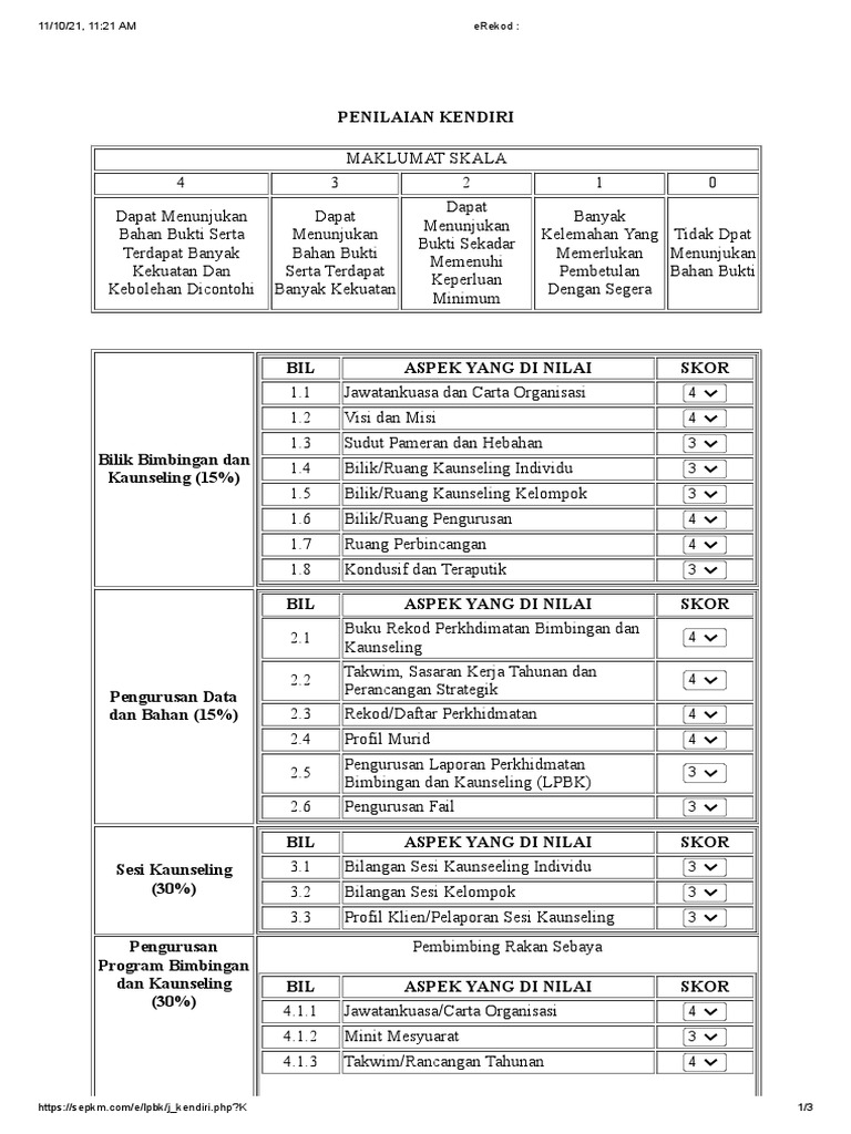 Penilaian Kendiri | PDF