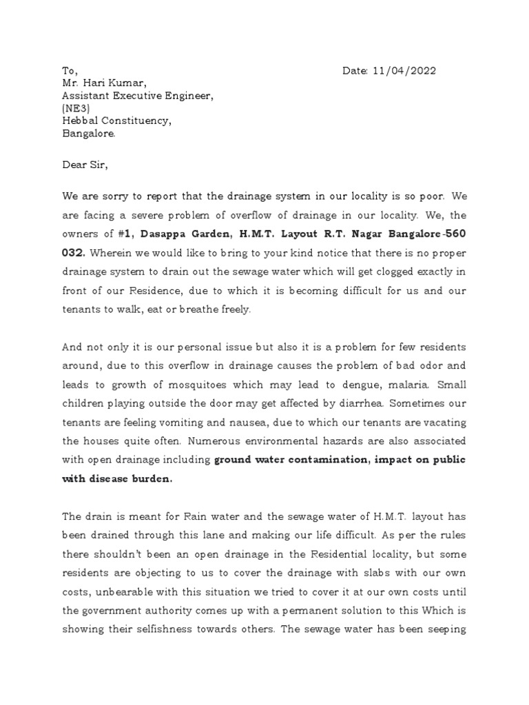 Letter | PDF | Storm Drain | Drainage