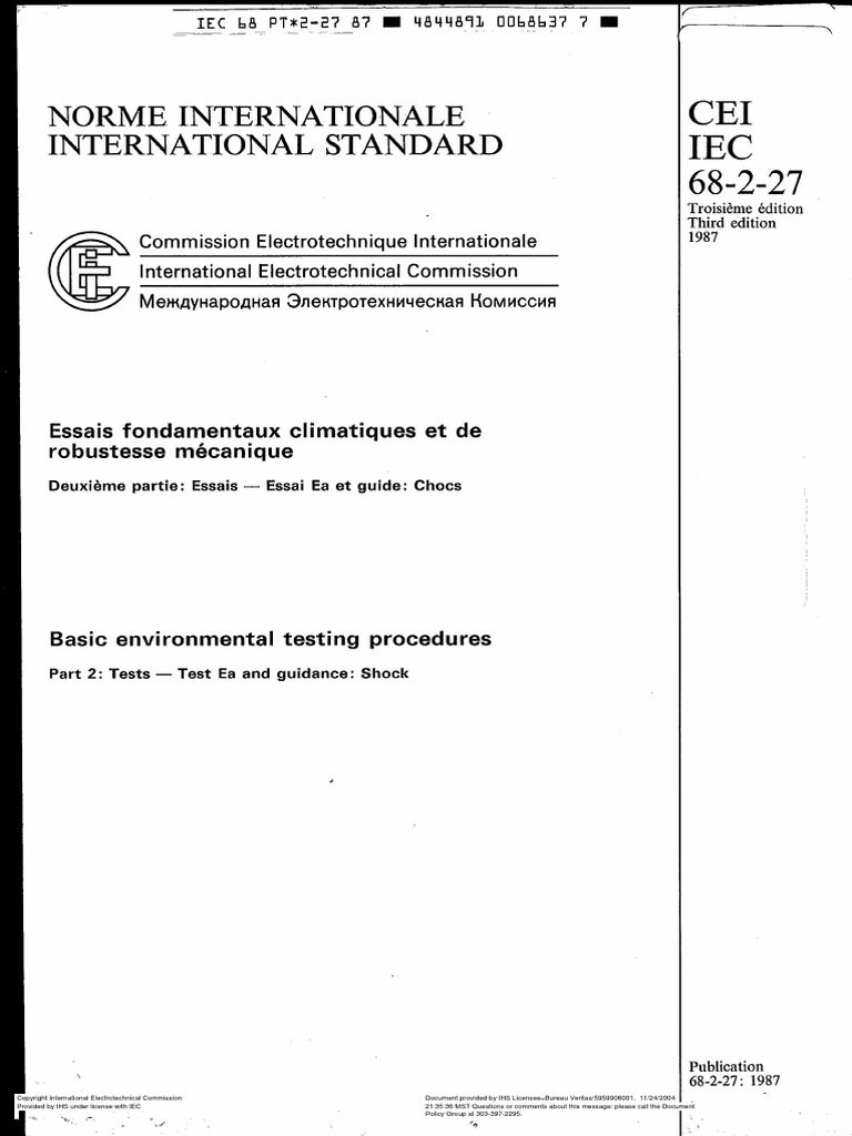 Iec 60068-2-27 | PDF | Commission électrotechnique internationale | Élan